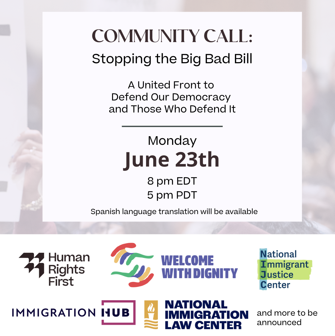 Community Call: Reconciliation Bill Briefing - Human Rights First